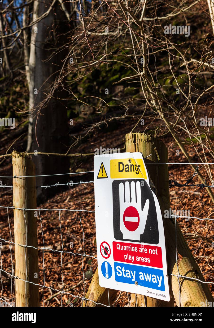 Danger sign for a quarry Stock Photo - Alamy
