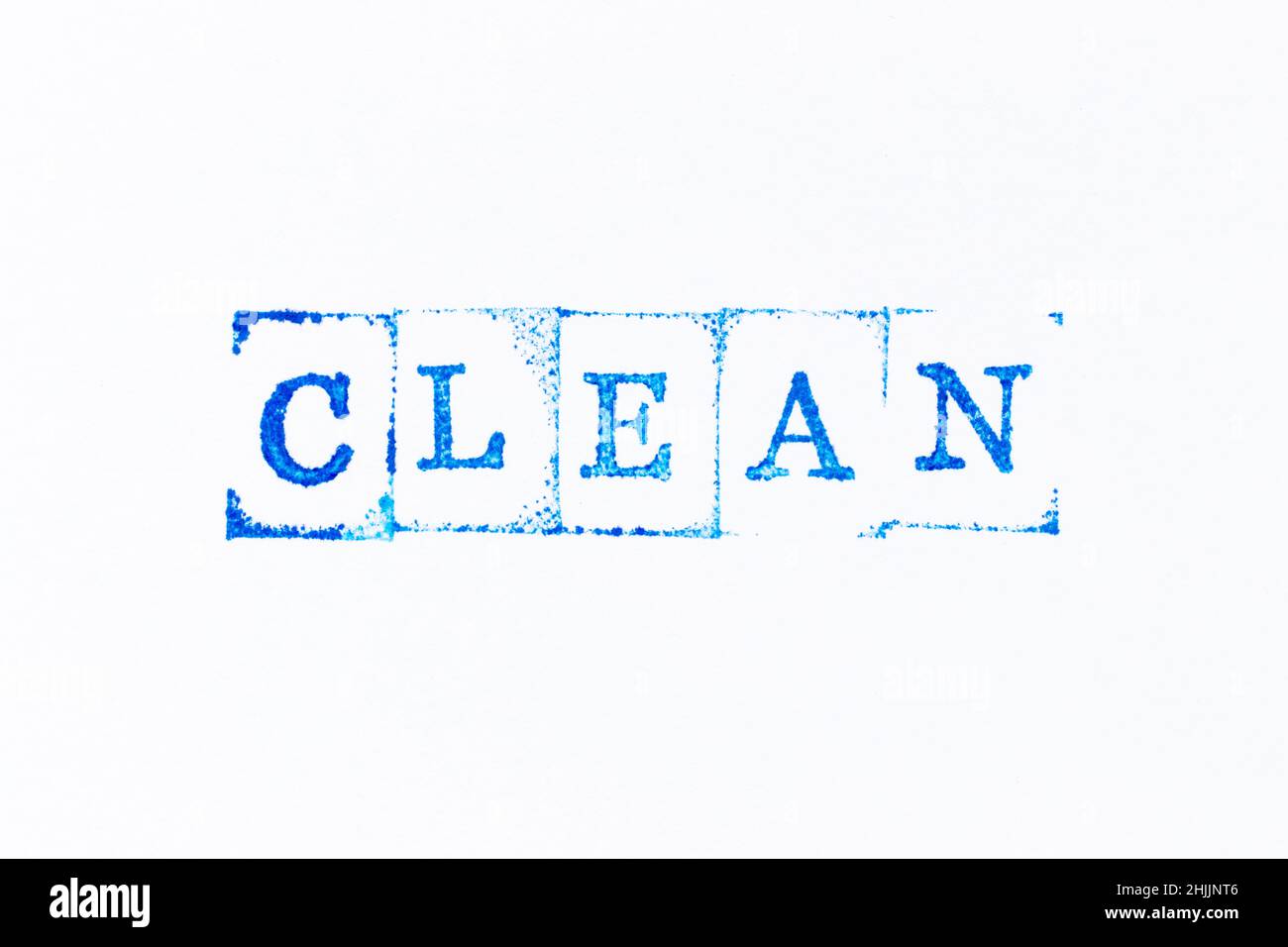 Blue color ink rubber stamp in word clean on white paper background ...