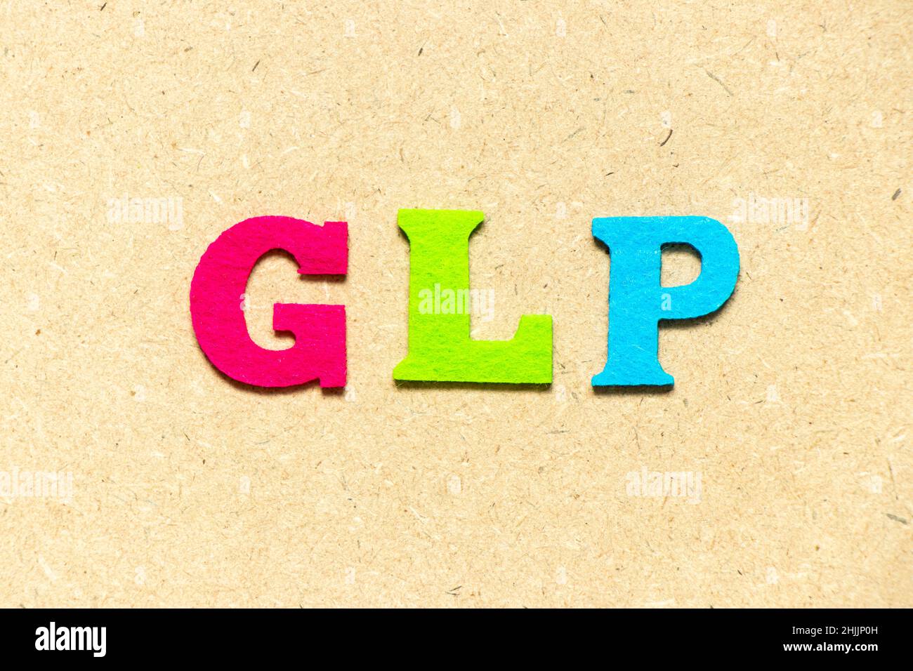 Color cloth alphabet letter in word GLP (Abbreviation of Good ...