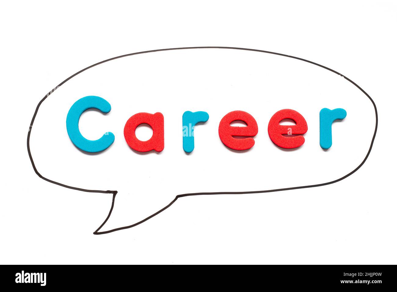 Alphabet letter with word career in black line hand drawing as bubble ...