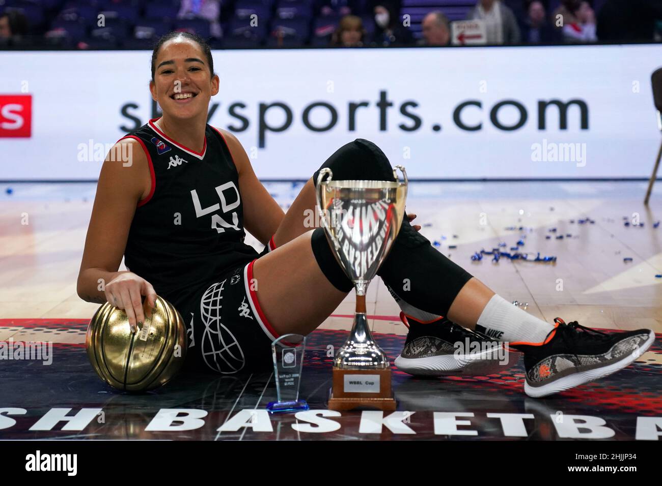 MVP Azania Stewart of the London Lions during the trophy presentation ...