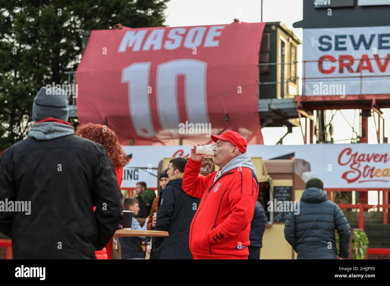 Hull KR supporters enjoy refreshments ahead of the game in the new ...