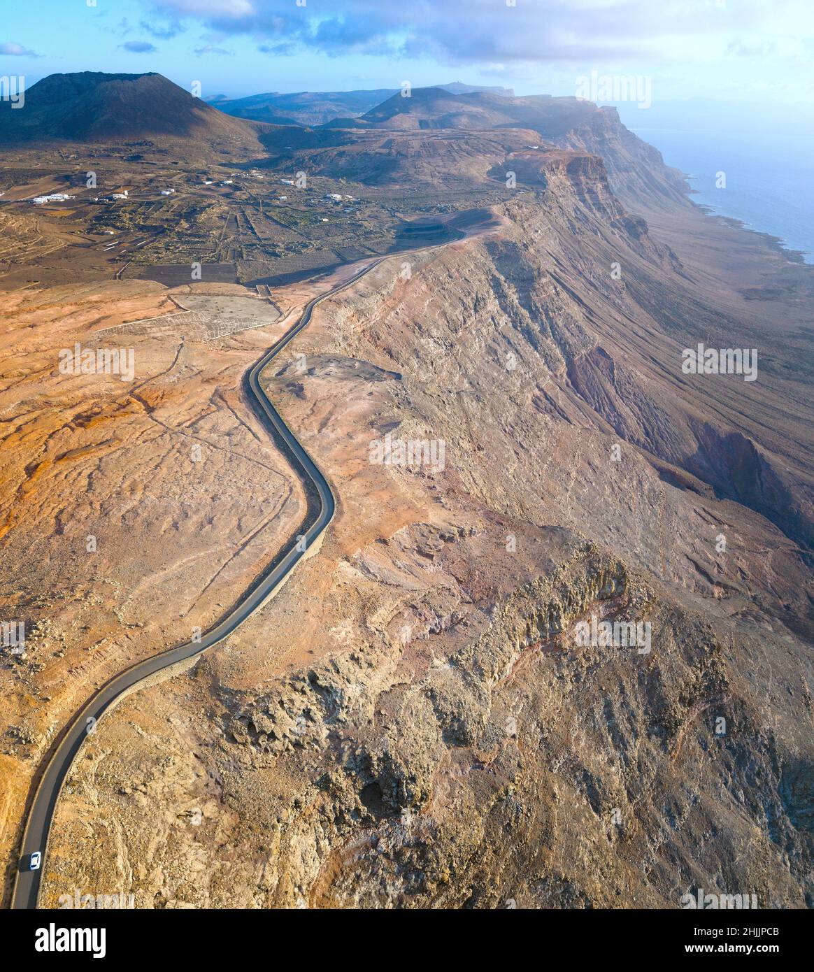 Aerial view from the north tip of the island of Lanzarote, view of the ...