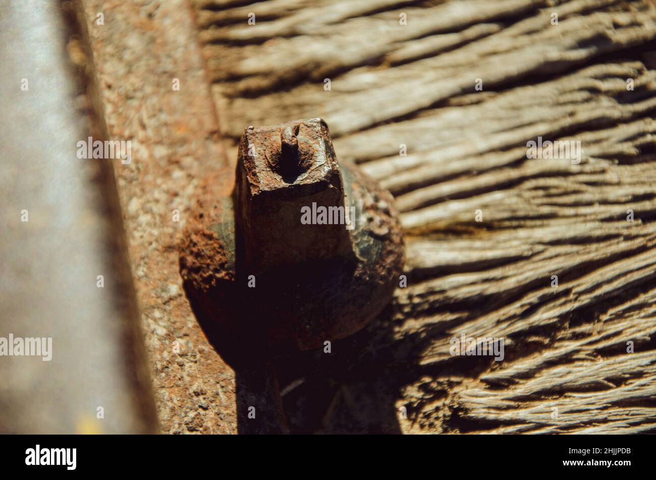 Metal industrial old rusty railroad train platform Stock Photo - Alamy
