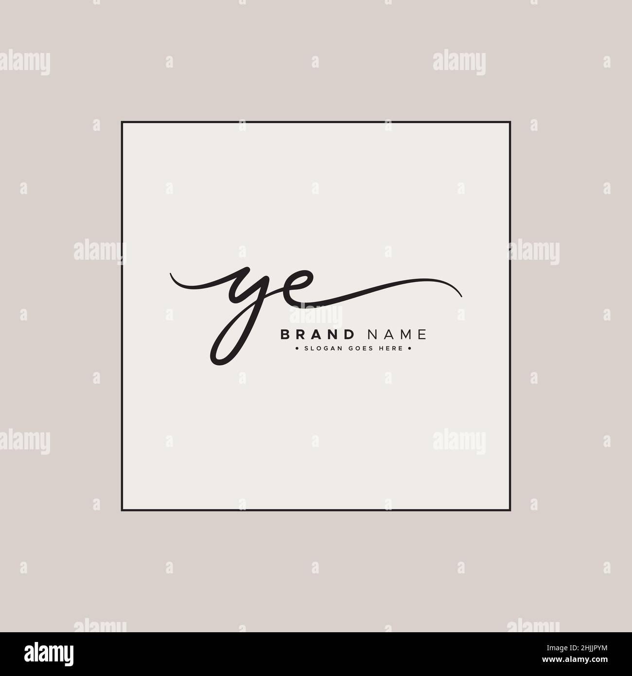 Initial Letter YE Logo - Hand Drawn Signature Style Logo - Simple ...