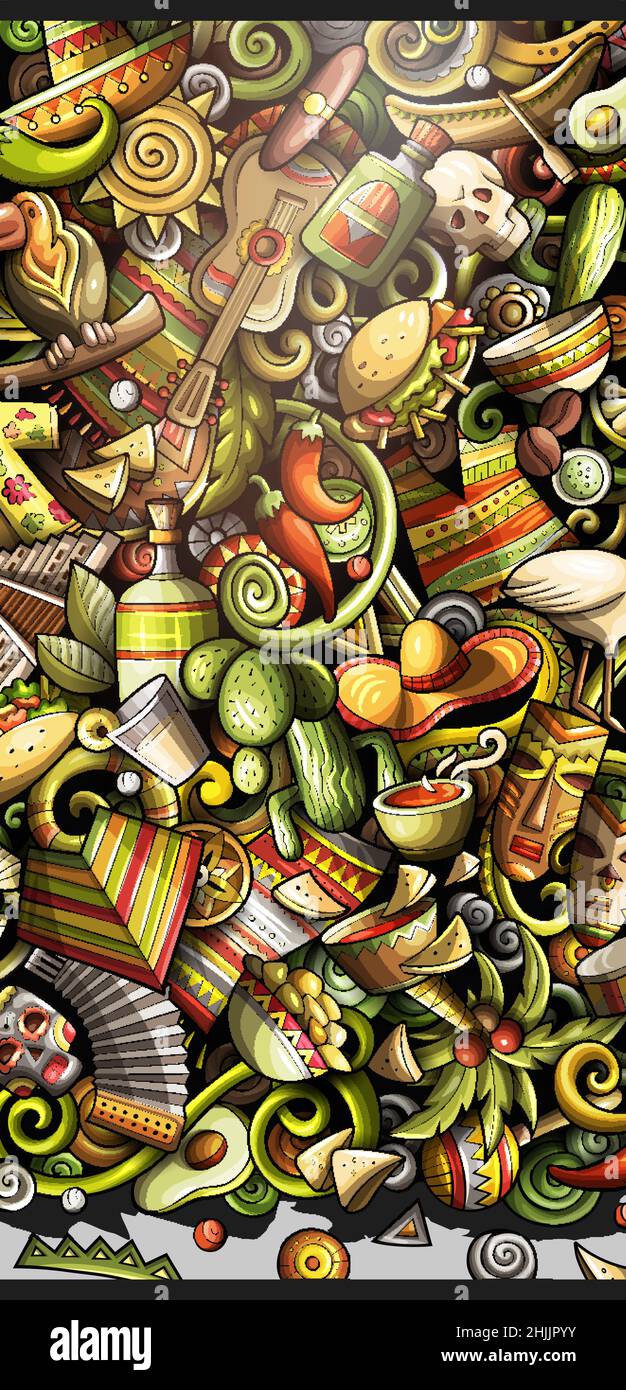 Latin America hand drawn doodle banner. Cartoon detailed flyer ...