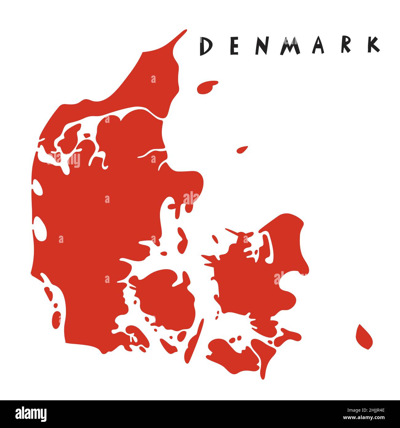 Vector hand drawn stylized map of Denmark. Travel illustration. Kingdom ...
