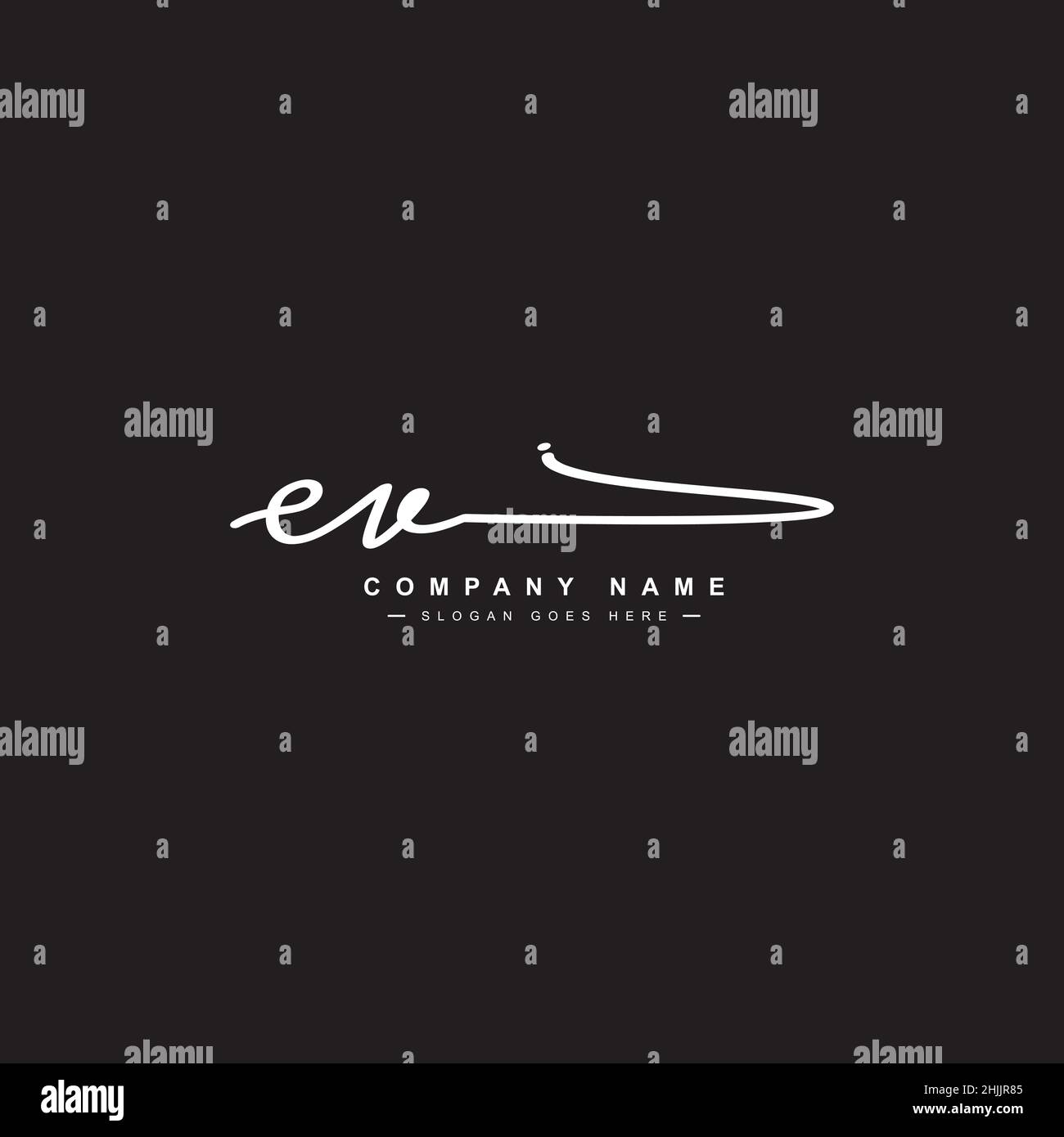 Initial Letter EV Logo - Handwritten Signature Style Logo - Simple ...
