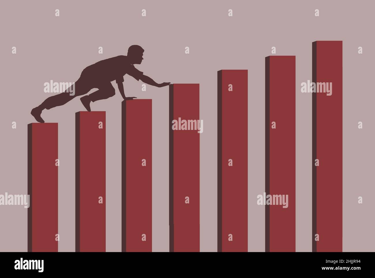 Man climbing bar chart hi-res stock photography and images - Alamy