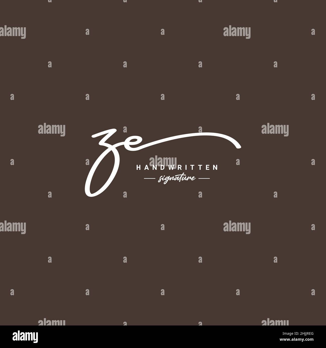 Initial Letter ZE Logo - Hand Drawn Signature Logo - Simple Vector Logo ...