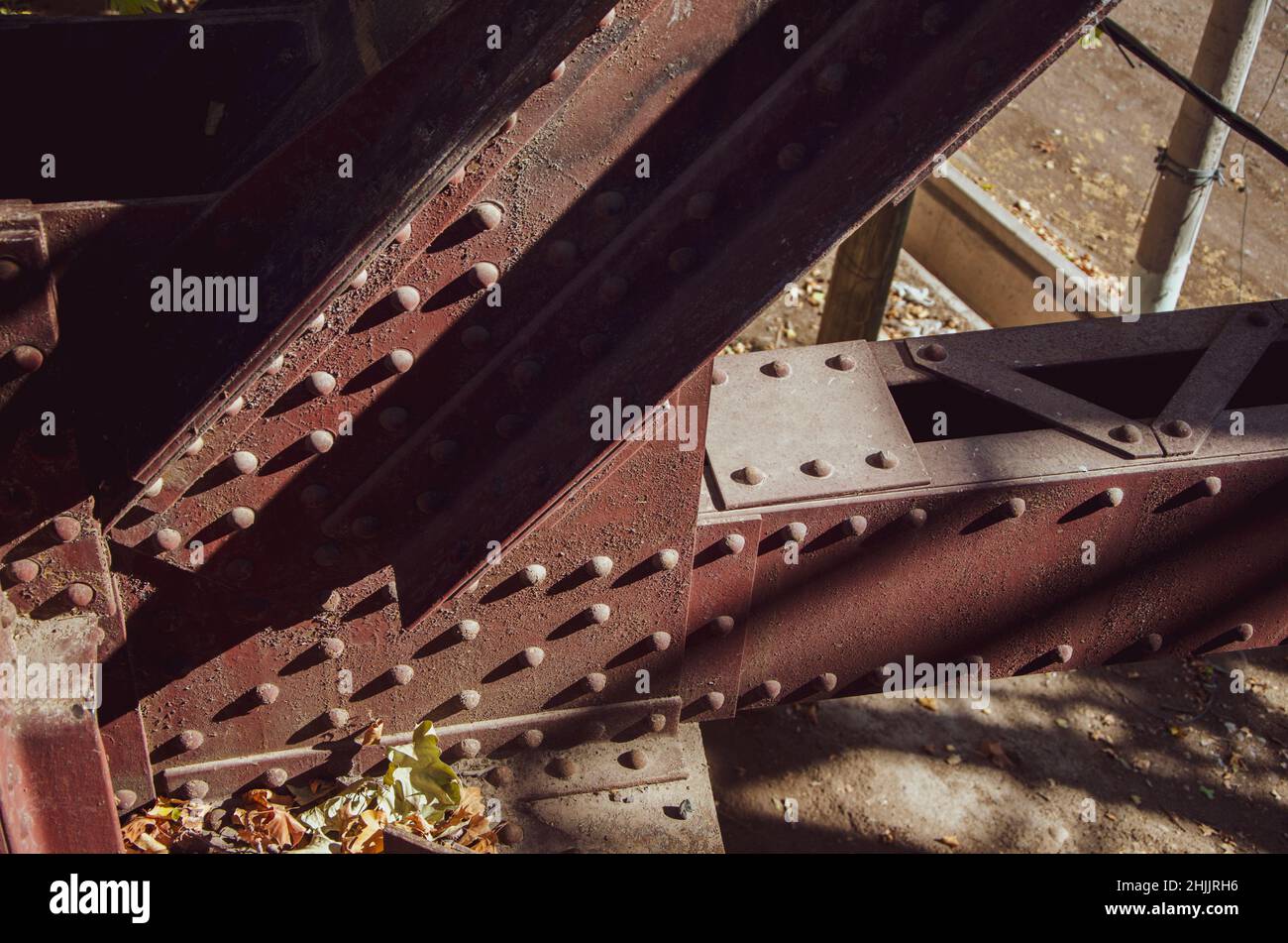 Metal industrial old rusty railroad train platform Stock Photo - Alamy