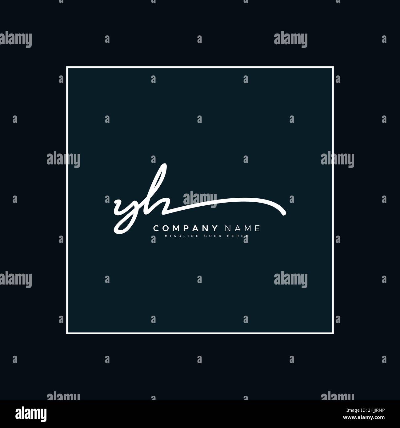 Initial Letter YH Logo - Handwritten Signature Style Logo Stock Vector ...