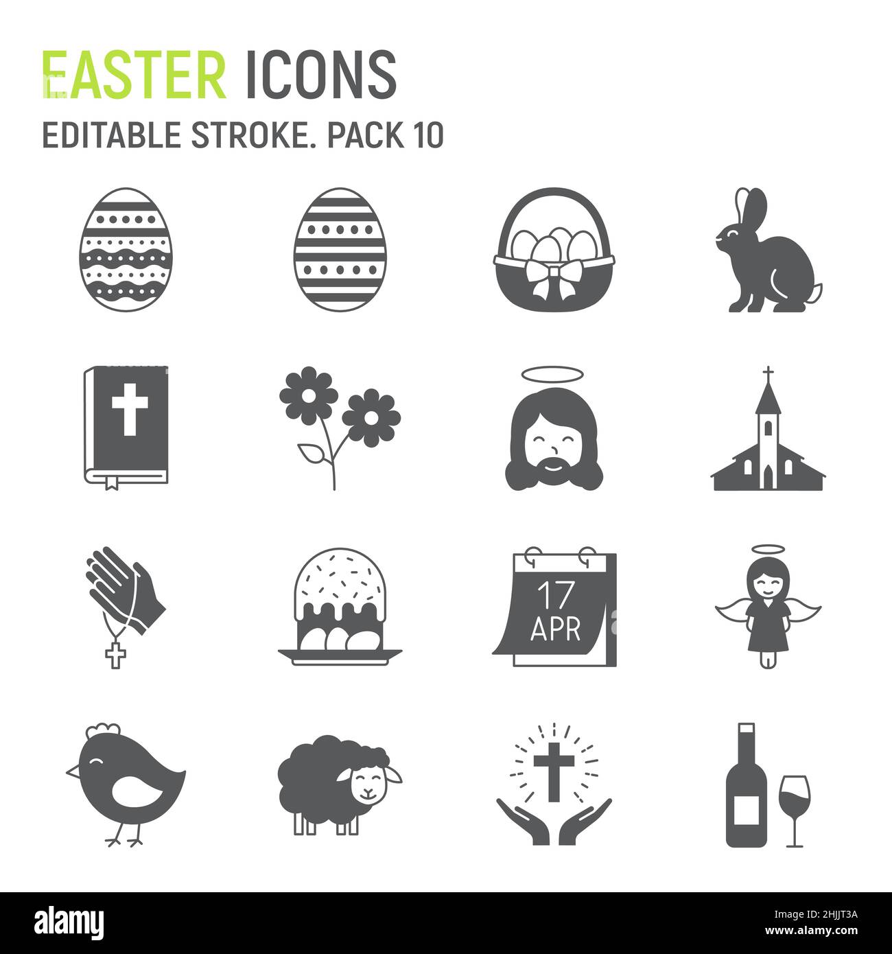 Easter glyph icon set, holiday collection, vector graphics, logo ...