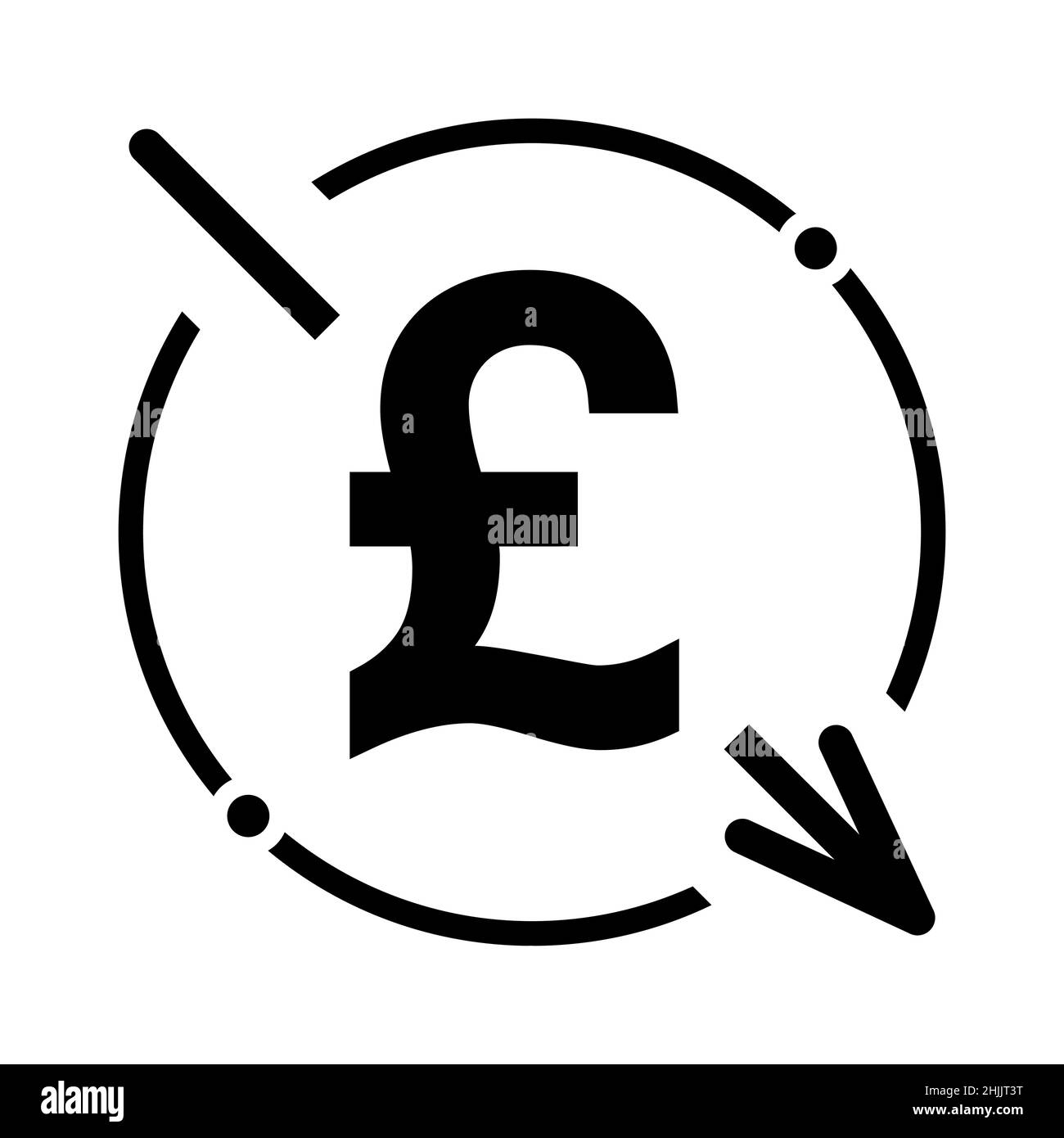 Cost reduction- decrease pound icon. Vector symbol isolated on ...