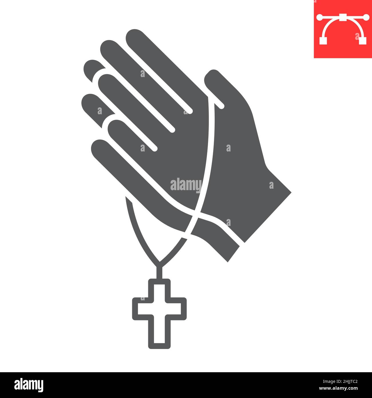 Praying Hands With Rosary Vector