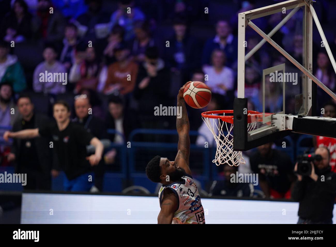 Namon Wright during the slam dunk competition at the BBL Cup final's ...