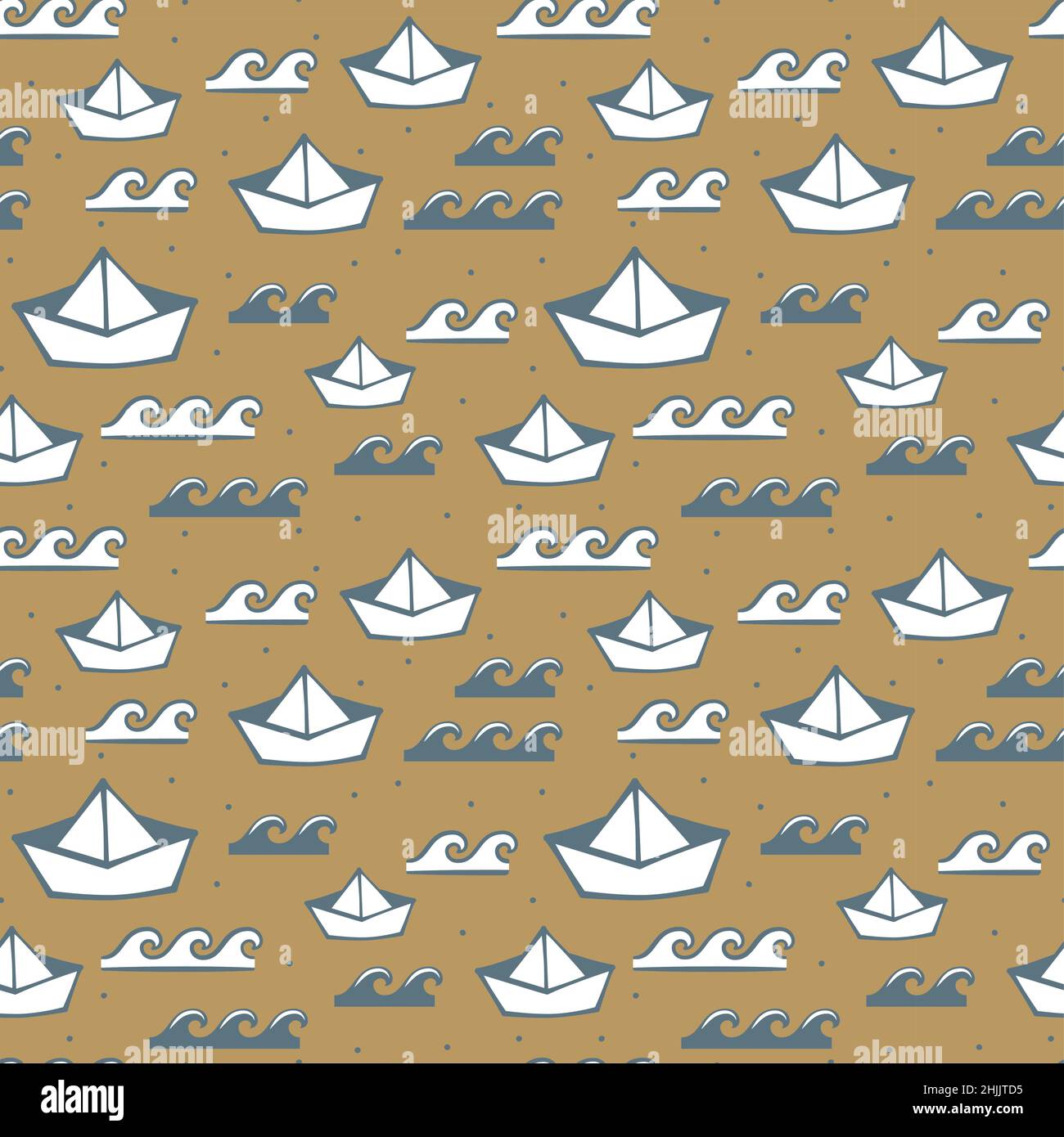 Paper boat cute seamless pattern design. Kids vector print with ...