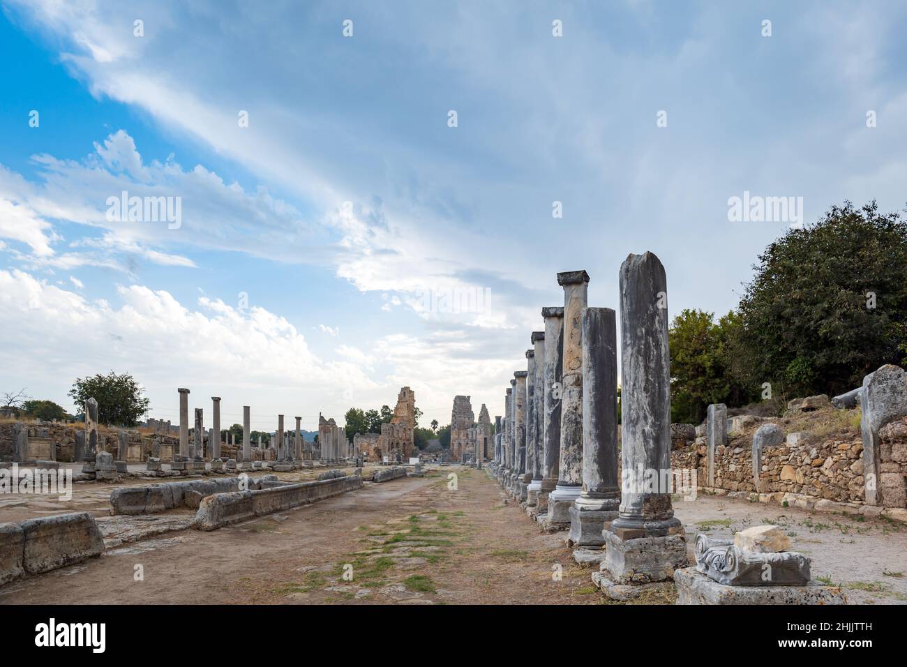 Perge ancient city archaeological site in Antalya, Turkey. Perge was a ...