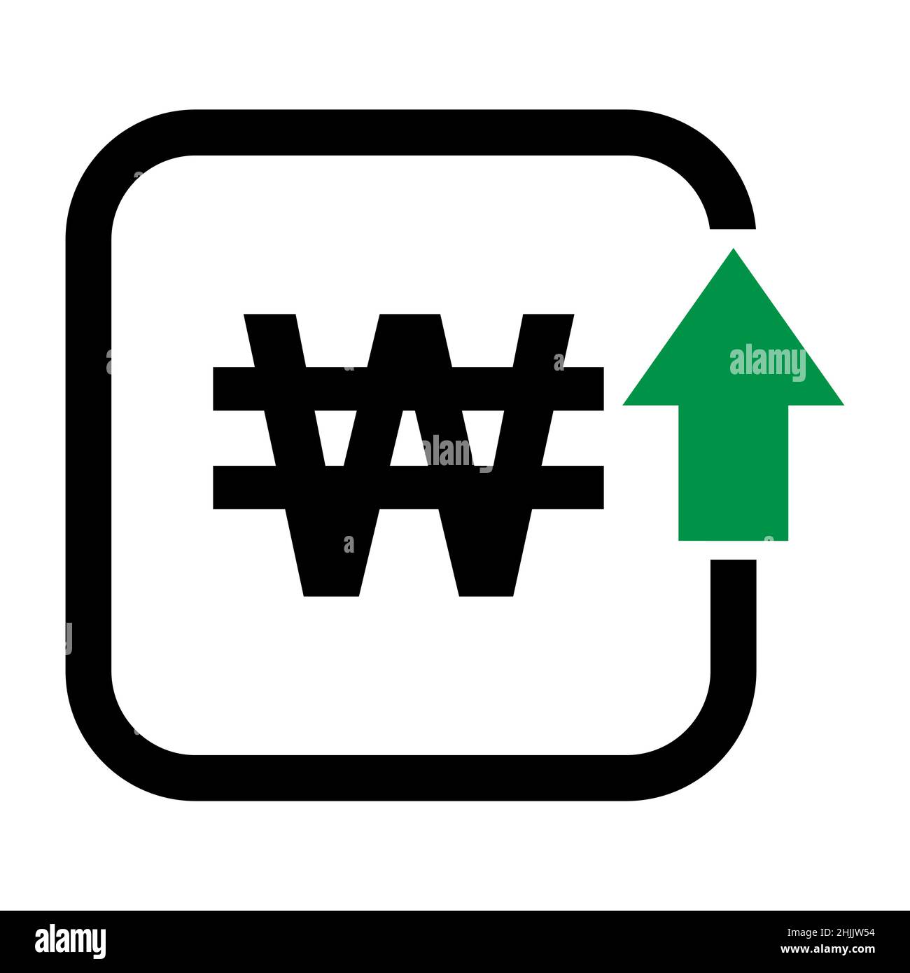 Cost symbol won increase icon. Income vector symbol isolated on ...