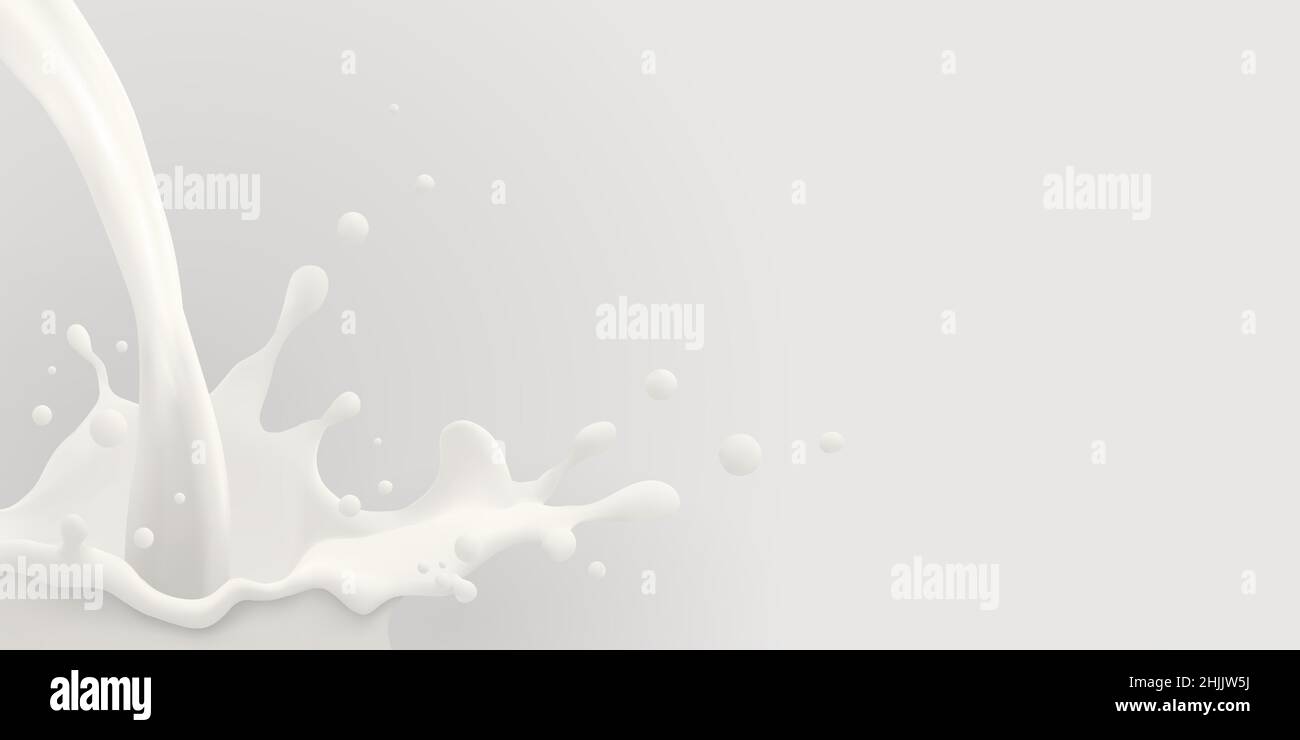 Milk jet background, milky splash, vector realistic liquid white splash ...