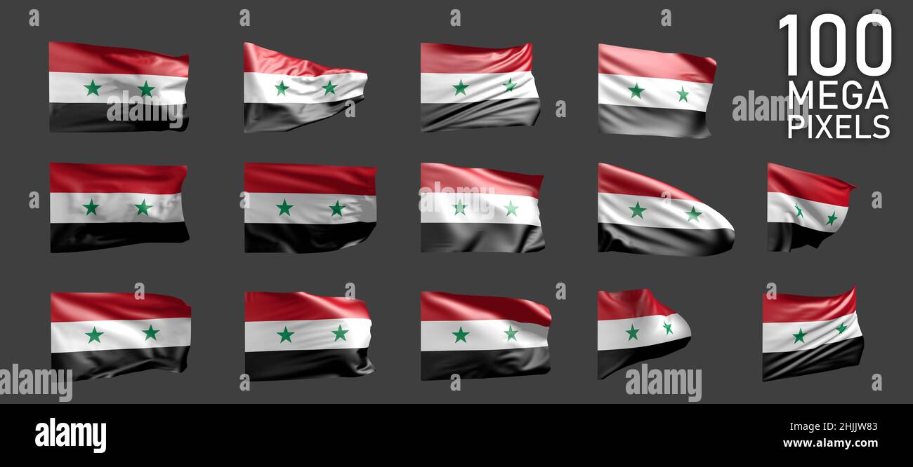 Syrian Arab Republic flag isolated - various realistic renders of the ...
