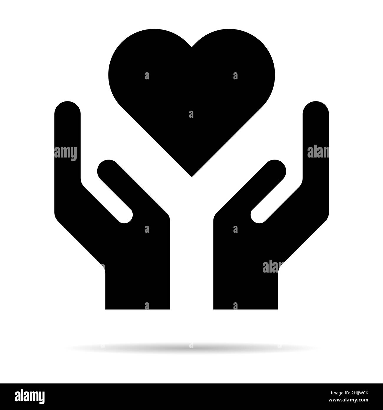 Hope icon, human hand with heart symbol, help and protection graphic ...