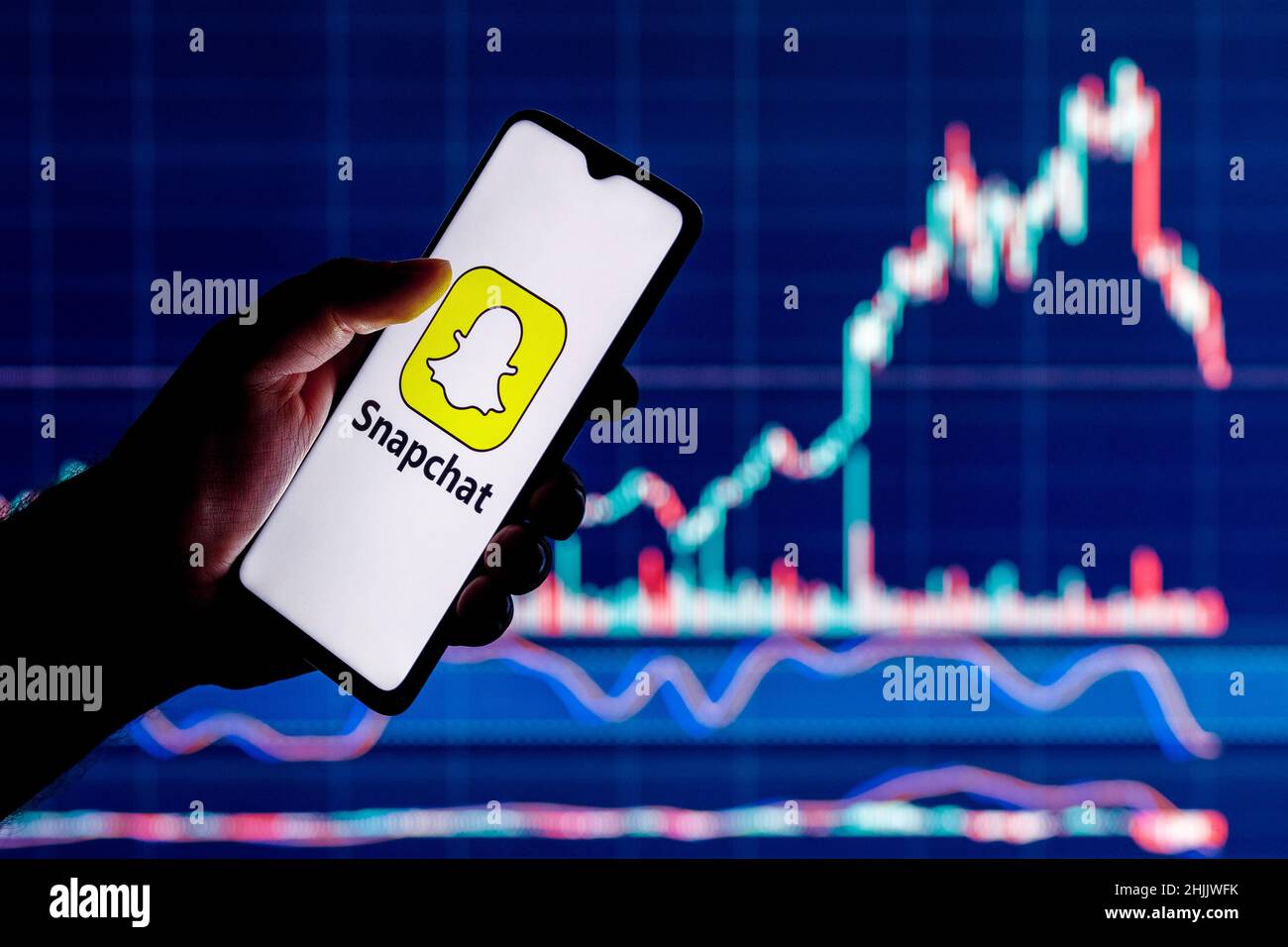 Smartphone with Snapchat instant messaging service logo on screen ...