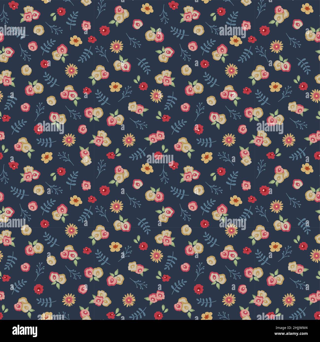 Floral seamless pattern design. Vintage or retro flowers vector print ...