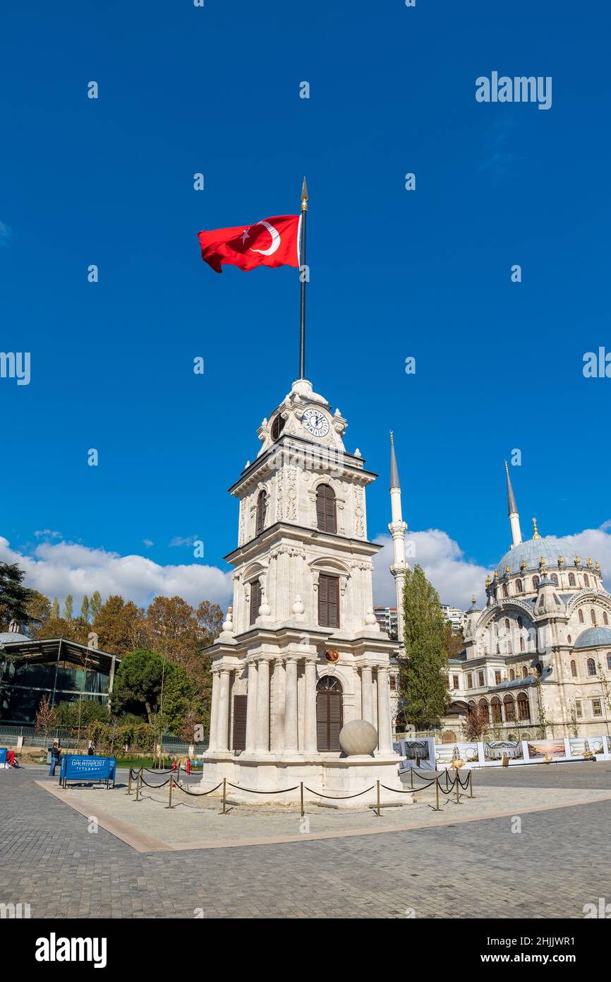 Istanbul, Turkey - December 2021: Nusretiye Clock Tower, aka Tophane ...