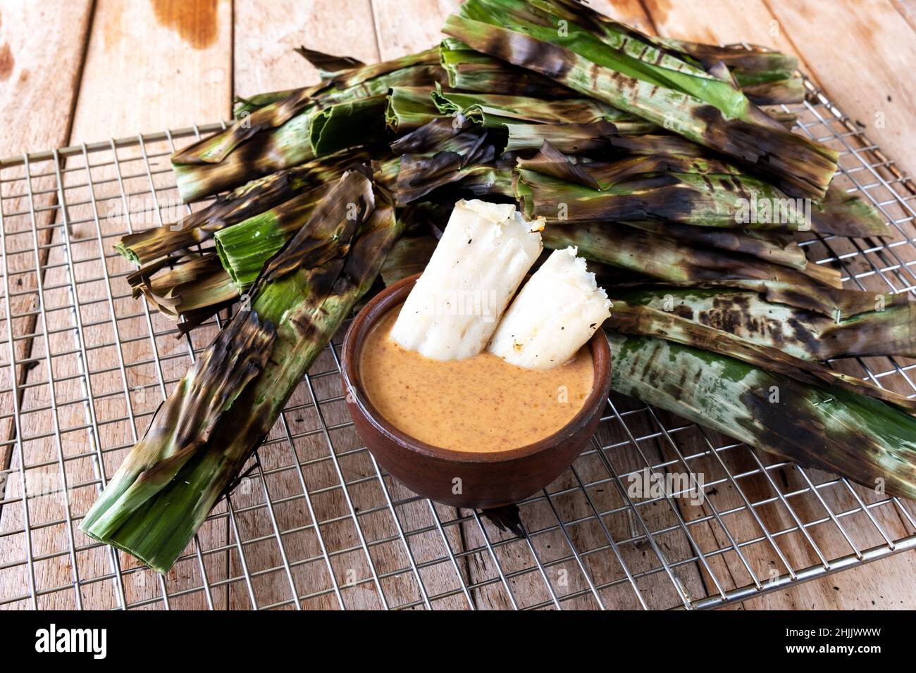 grilled fish cake, made from ground mackerel fish mixed with spices ...