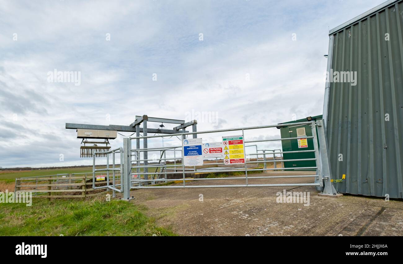 Acle, Norfolk, UK – January 2022. The exterior of Tunstall pumping ...