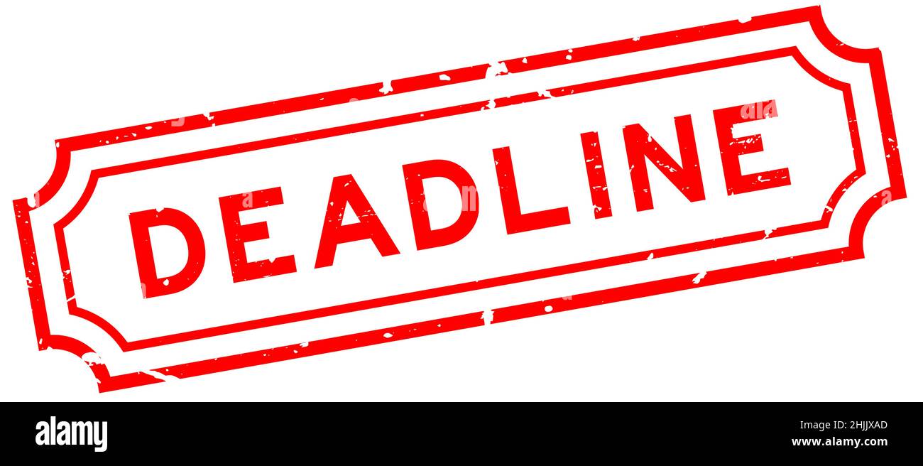 Grunge red deadline word rubber seal stamp on white background Stock ...