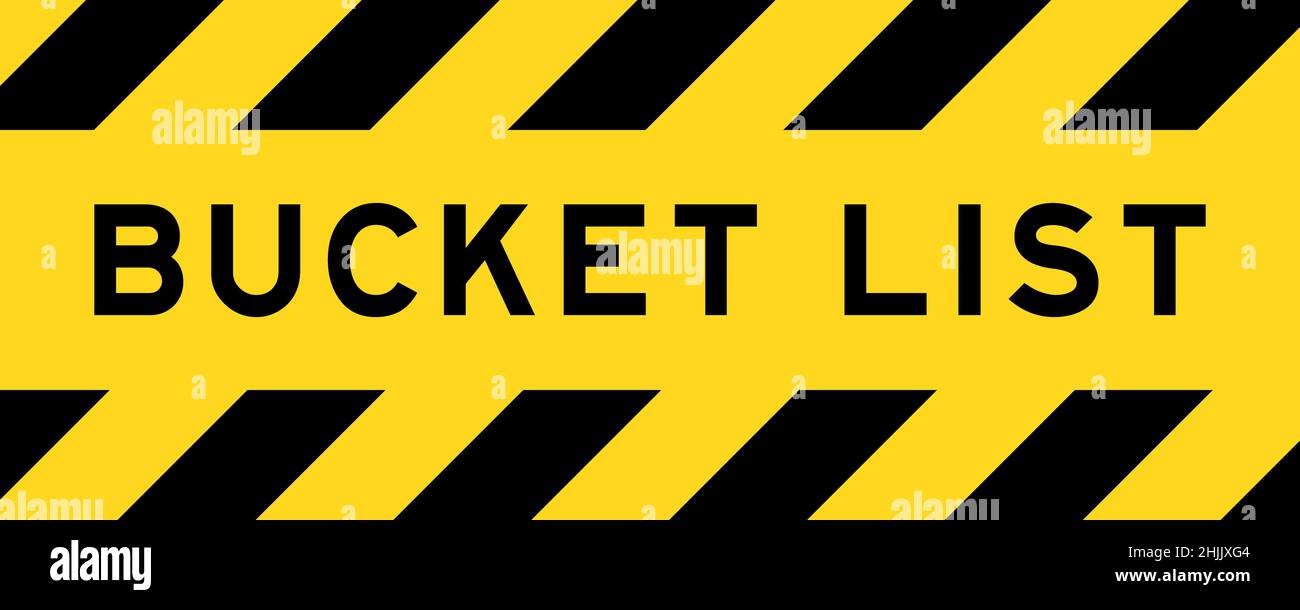 Yellow and black color with line striped label banner with word bucket ...