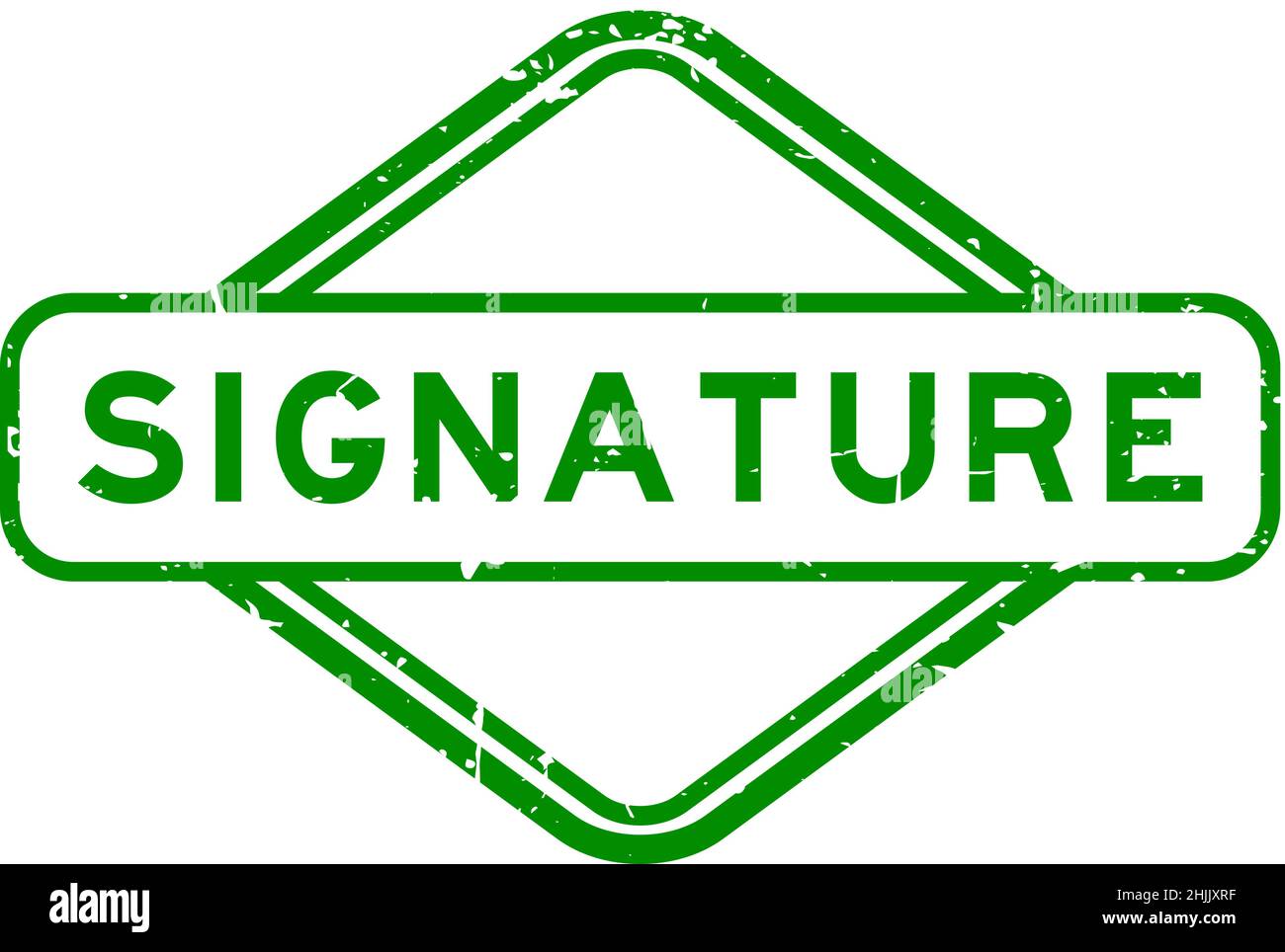 Grunge green signature word rubber square seal stamp on white ...