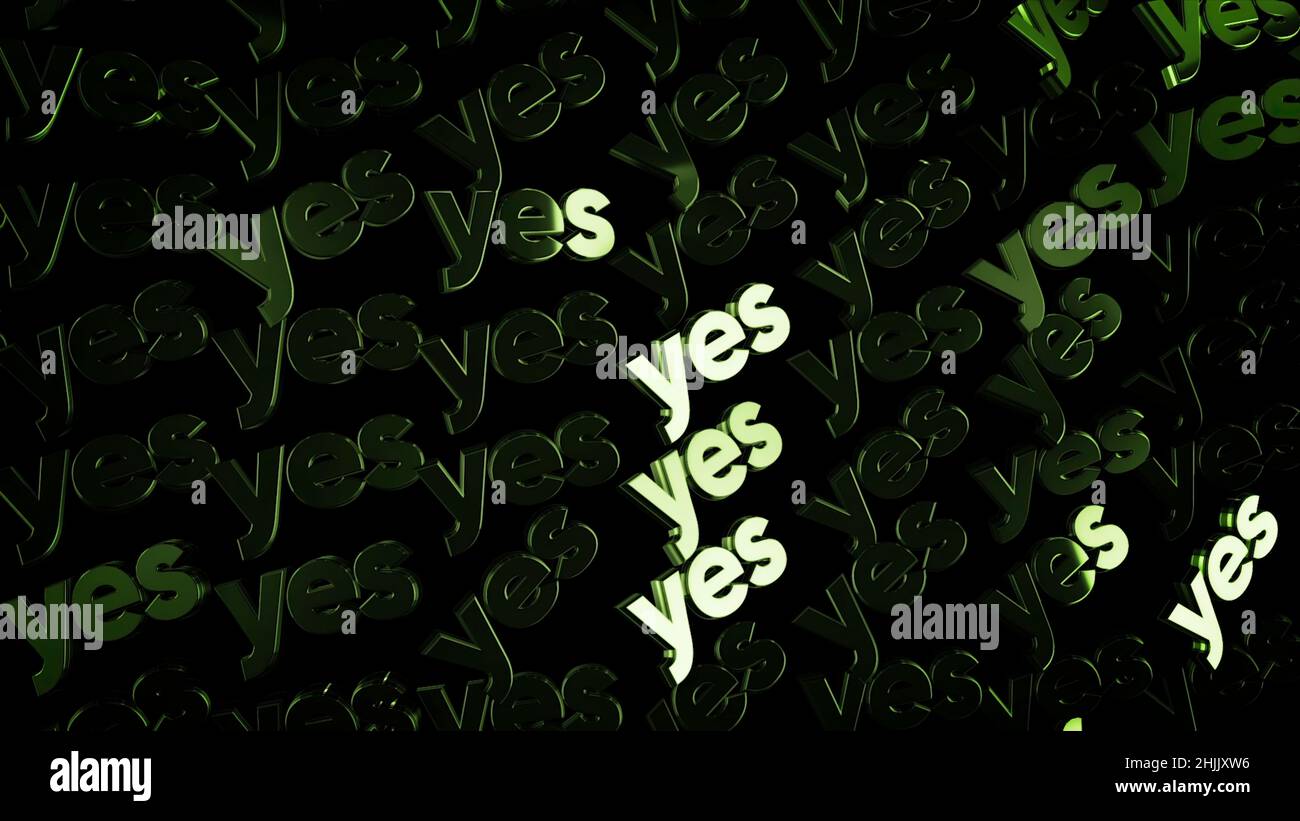 Background with moving words Yes . Animation. Abstract animation with ...