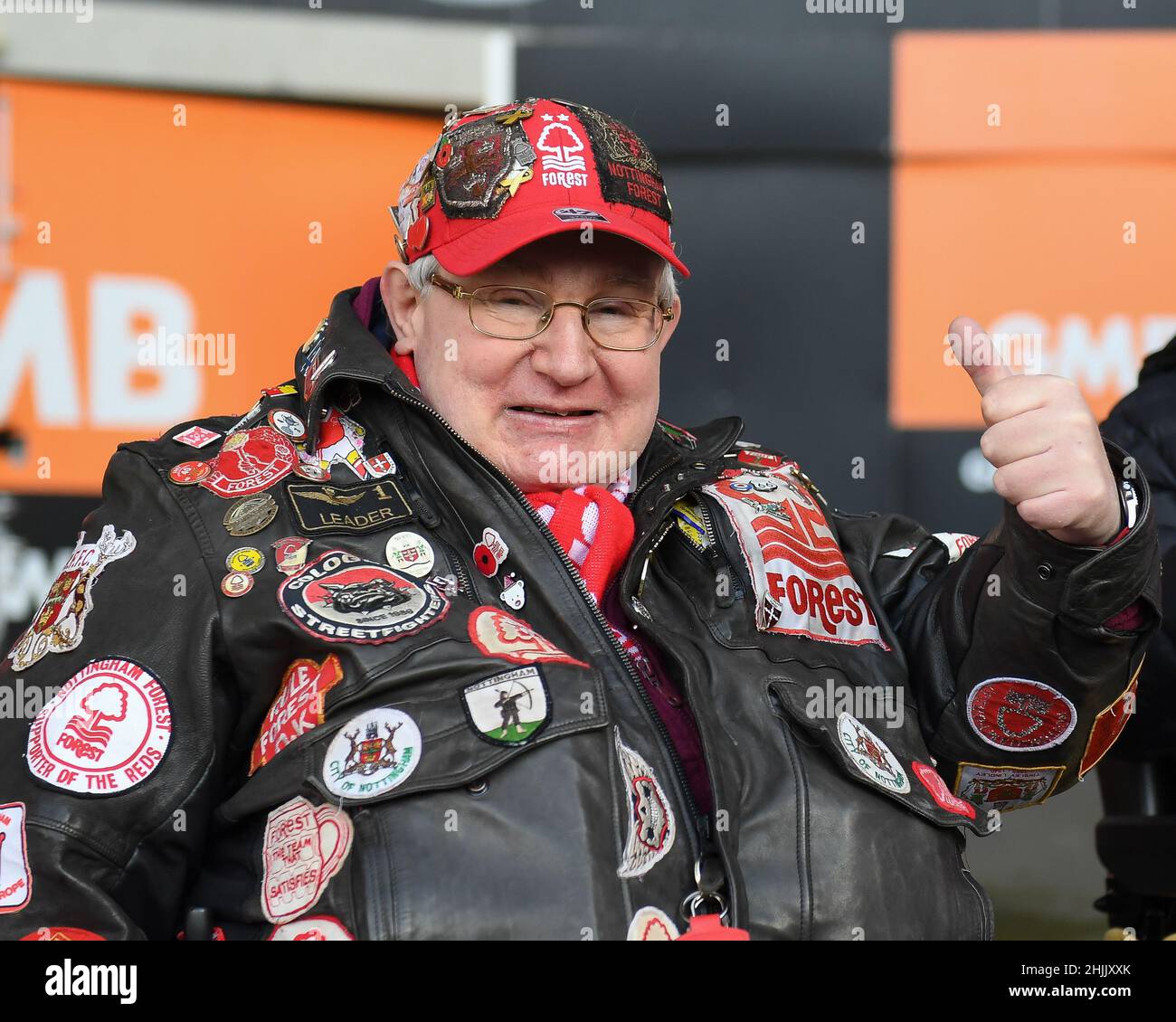 Nottingham Forest travelling supporter Stock Photo - Alamy