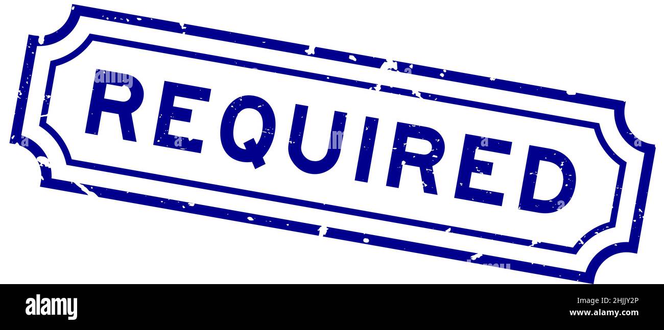 Grunge blue required word rubber seal stamp on white background Stock ...