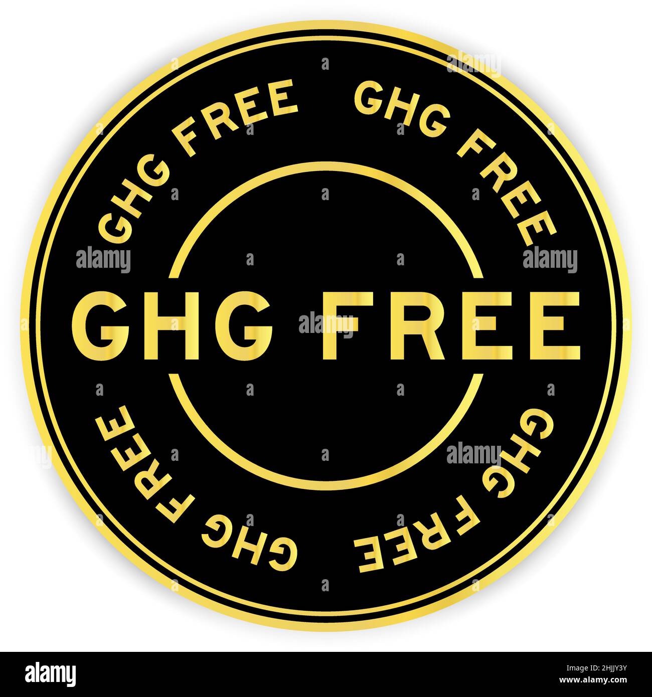 Black and gold color round label sticker with word GHG (Abbreviation of ...