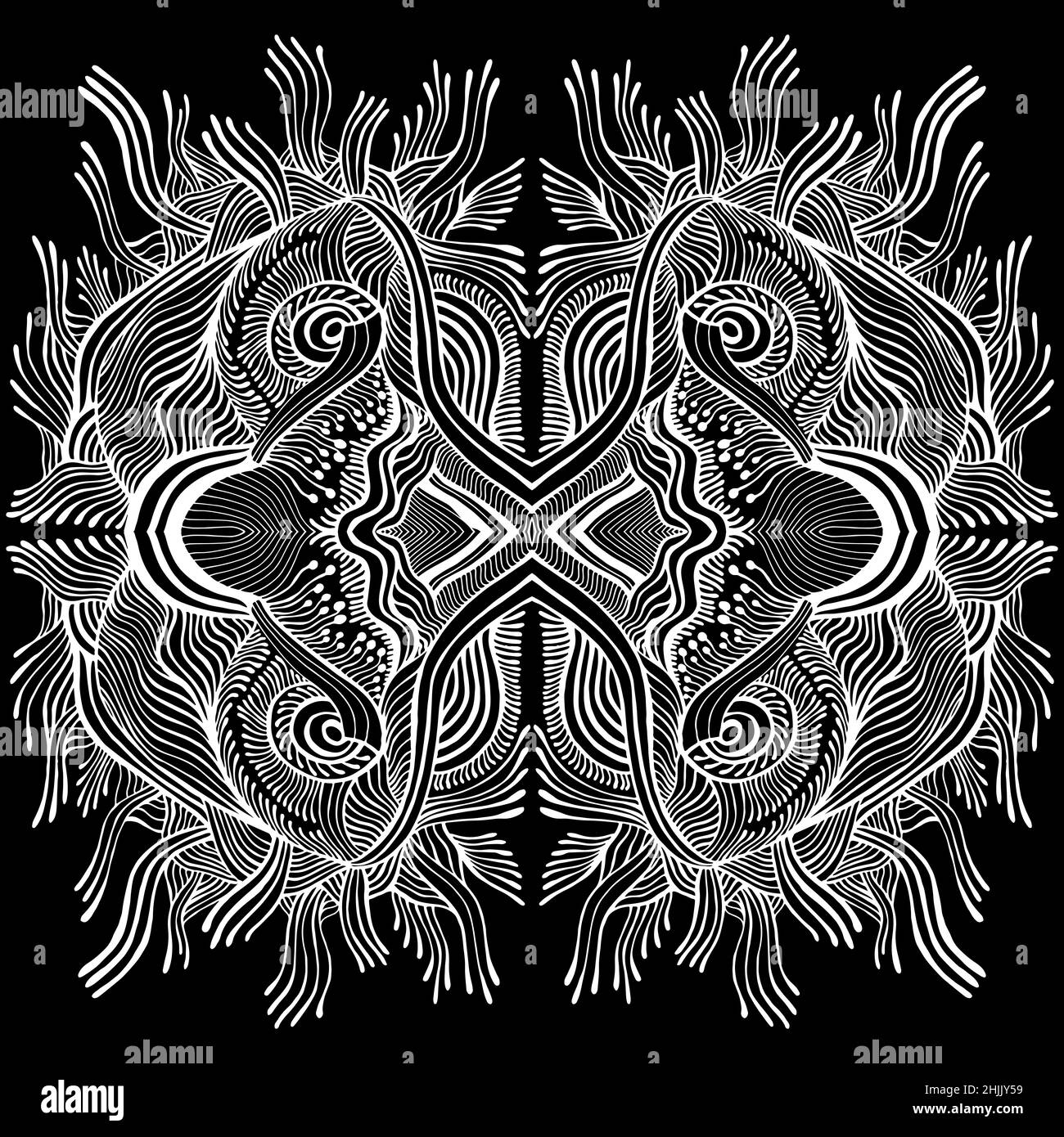 Coloring page abstract pattern, maze of ornaments. Psychedelic stylish ...