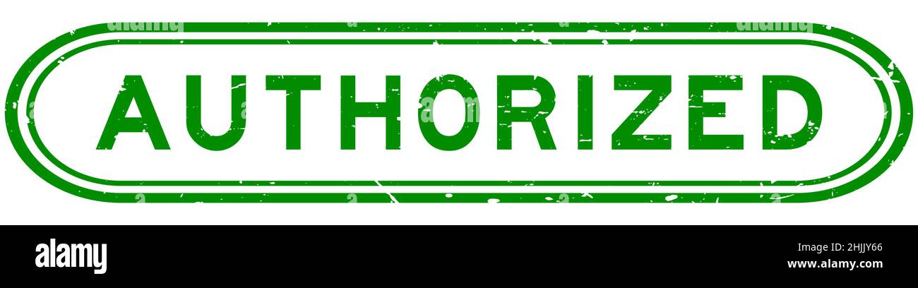 Grunge green authorized word rubber seal stamp on white background ...
