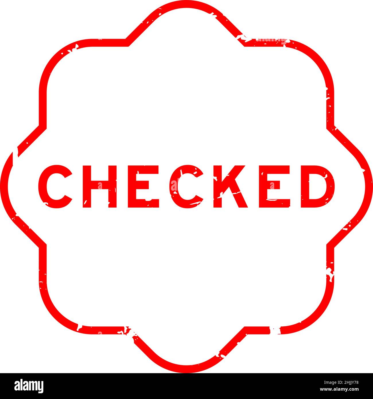 Grunge red checked word rubber seal stamp on white background Stock ...