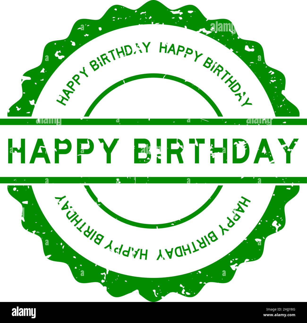Grunge green happy birthday word round rubber seal stamp on white background Stock Vector Image ...