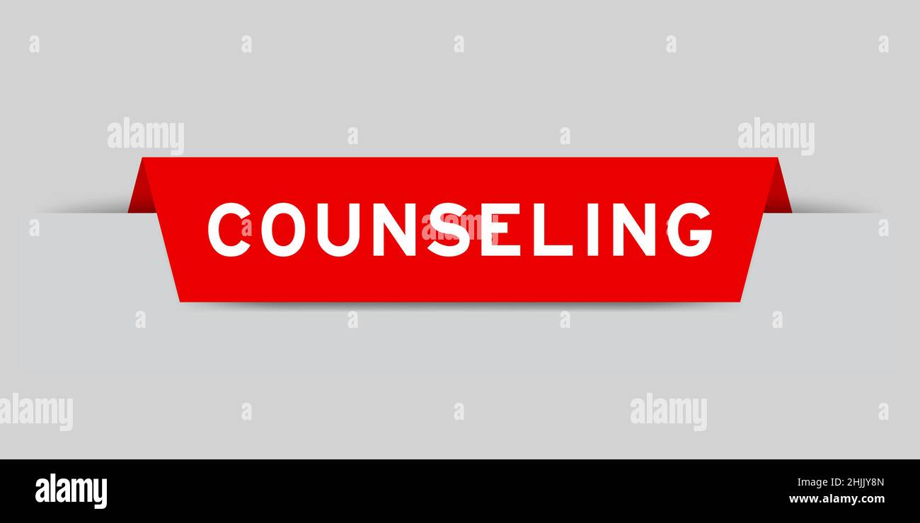 Red color inserted label with word counseling on gray background Stock ...