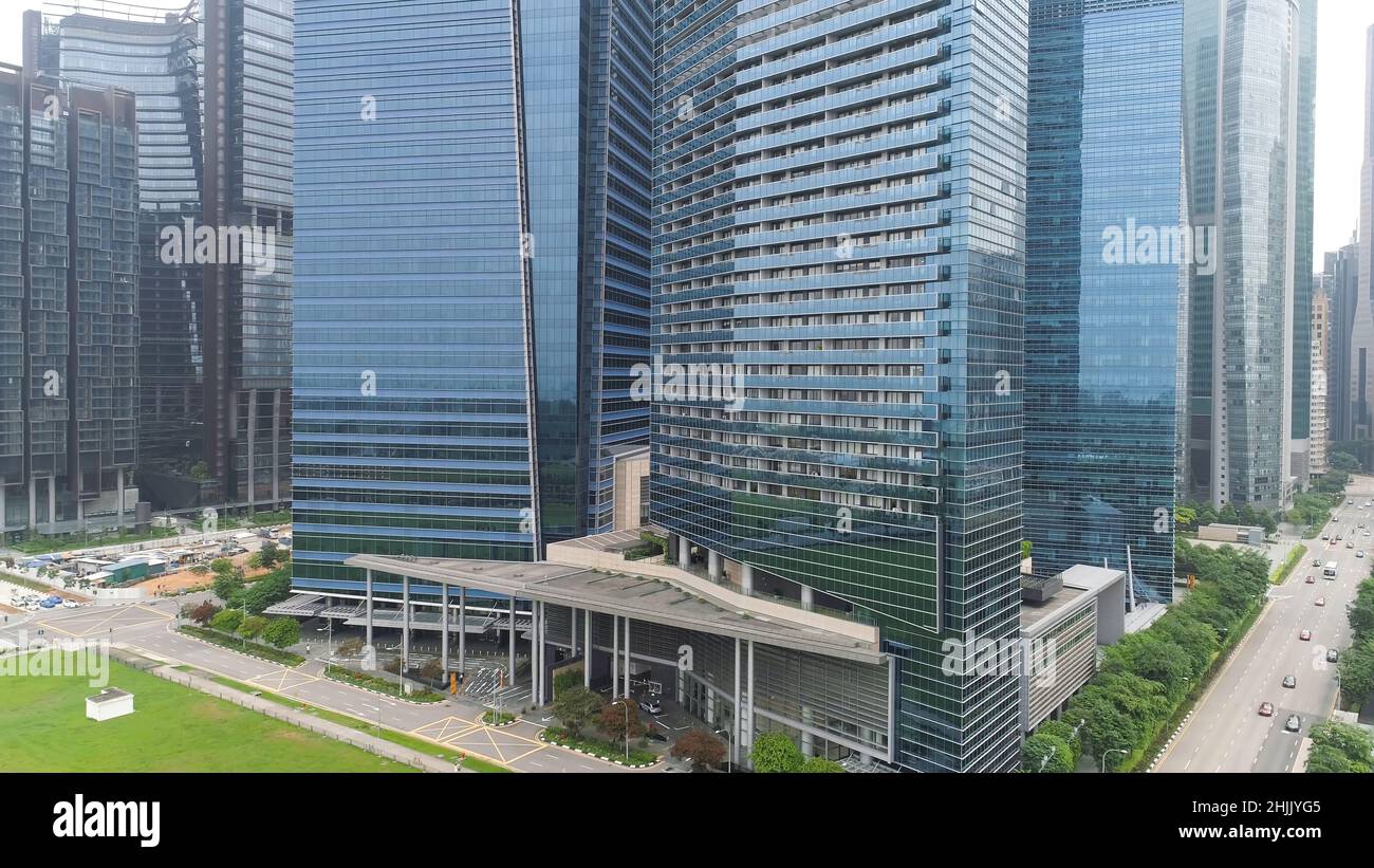 Financial and business centers in asian. Shot. Top View of Skyscrapers ...