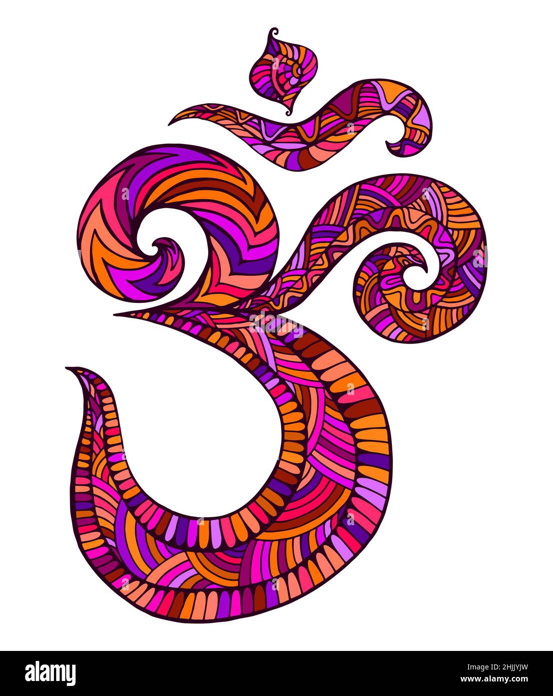 Bright colorful Om symbol sacred pattern with maze of ornaments ...