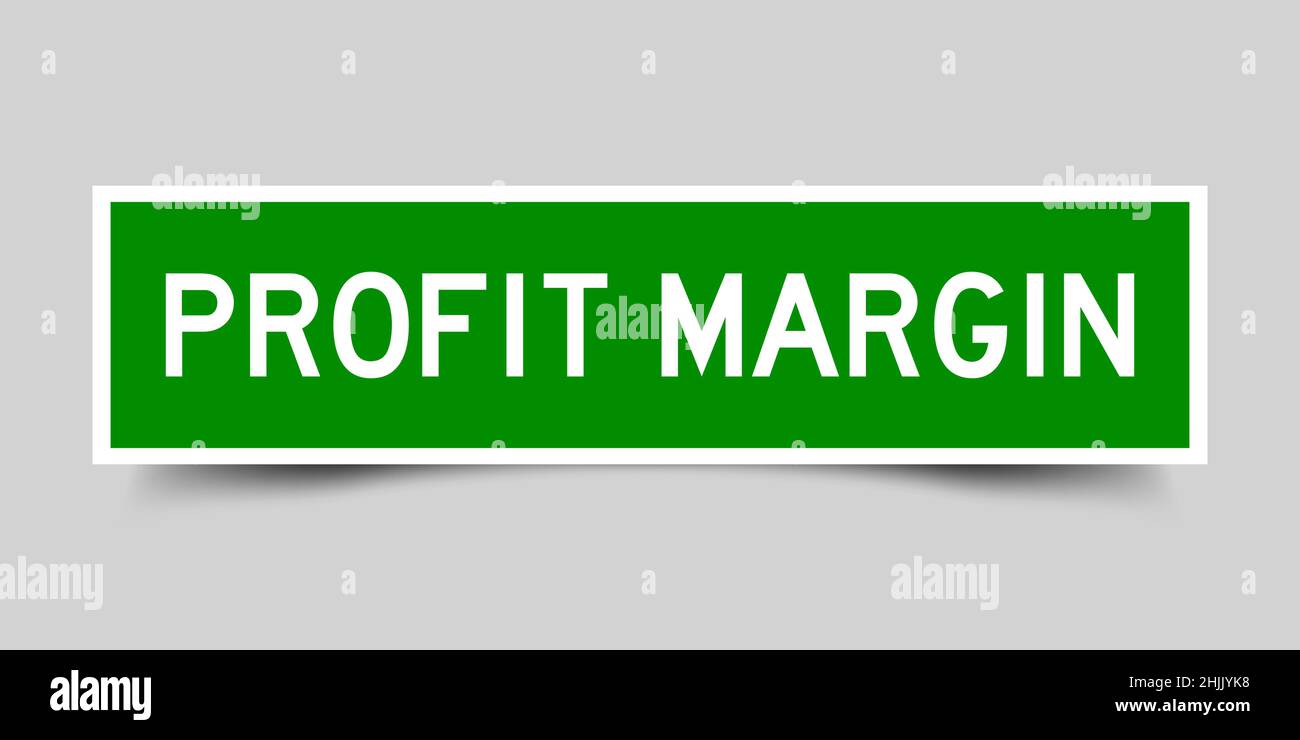 Square label banner with word profit margin in green color on gray ...