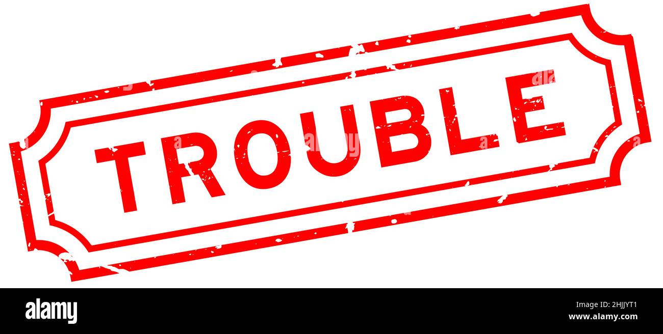 Grunge red trouble word rubber seal stamp on white background Stock ...