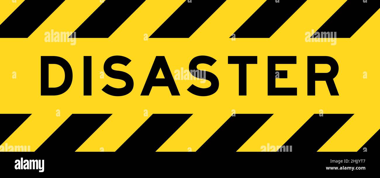 Yellow and black color with line striped label banner with word ...