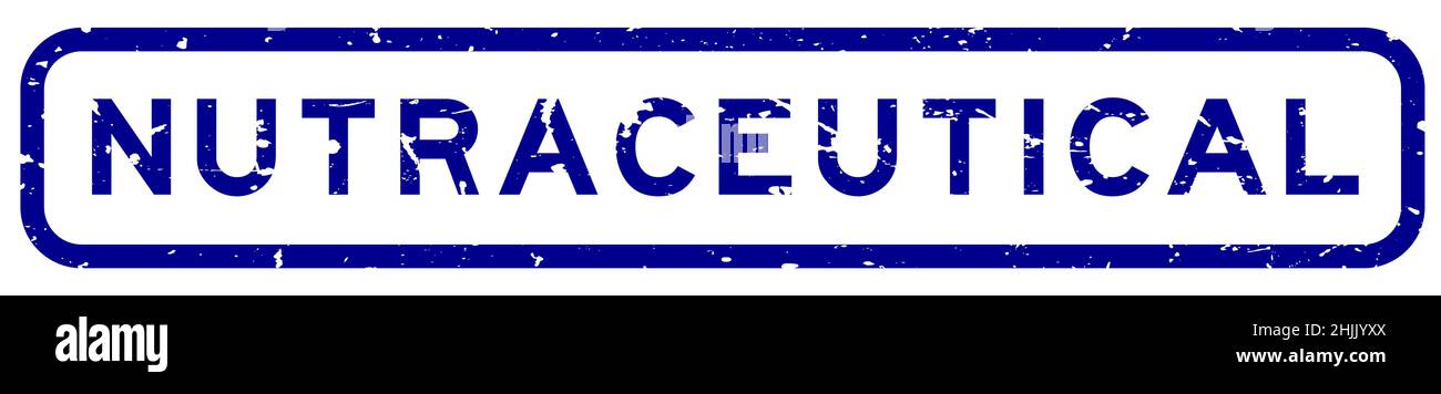 Grunge blue nutraceutical word square rubber seal stamp on white ...