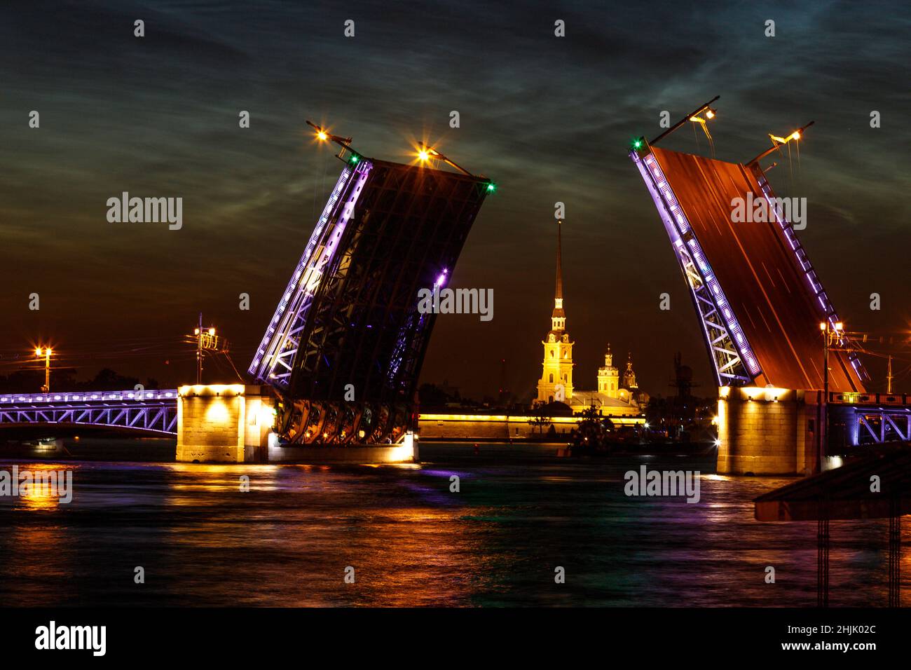 Raised drawbridge night on neva hi-res stock photography and images - Alamy